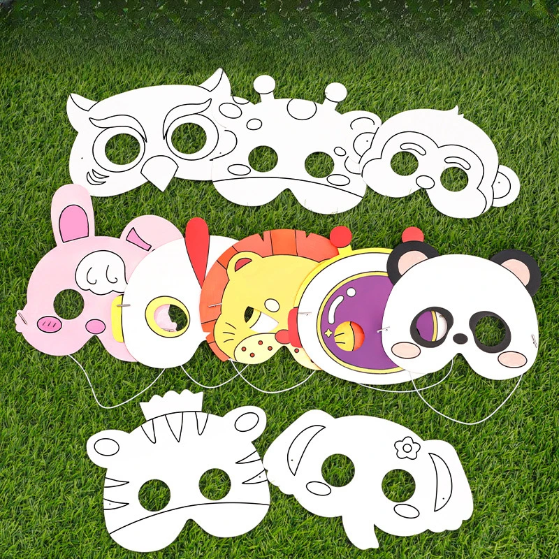 20PCS Children's Fun Cartoon DIY Painting Mask Kindergarten Gift ...
