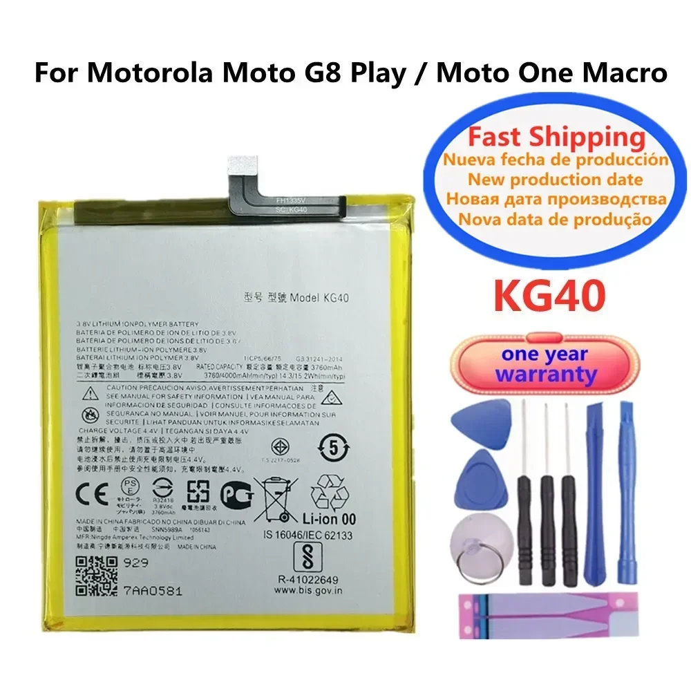4000mAh KG40 Battery For Motorola Moto G8 Play One Macro Dual SIM ...