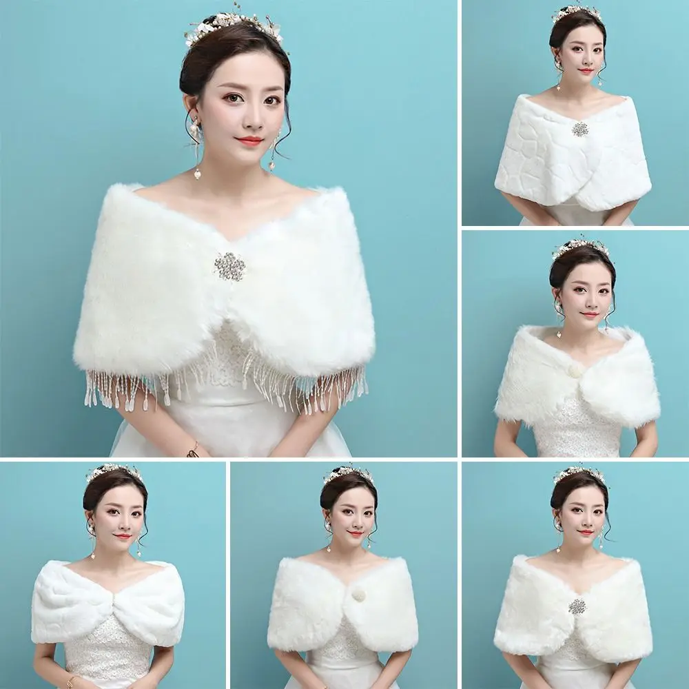 Capa-de-invierno-de-piel-blanca-para-mujer-chal-accesorios-de-boda ...