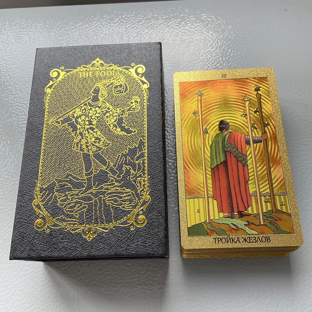Russian-Gold-Foil-Tarot-Deck-in-Box-for-Beginners-Prophecy-Oracle-Cards ...