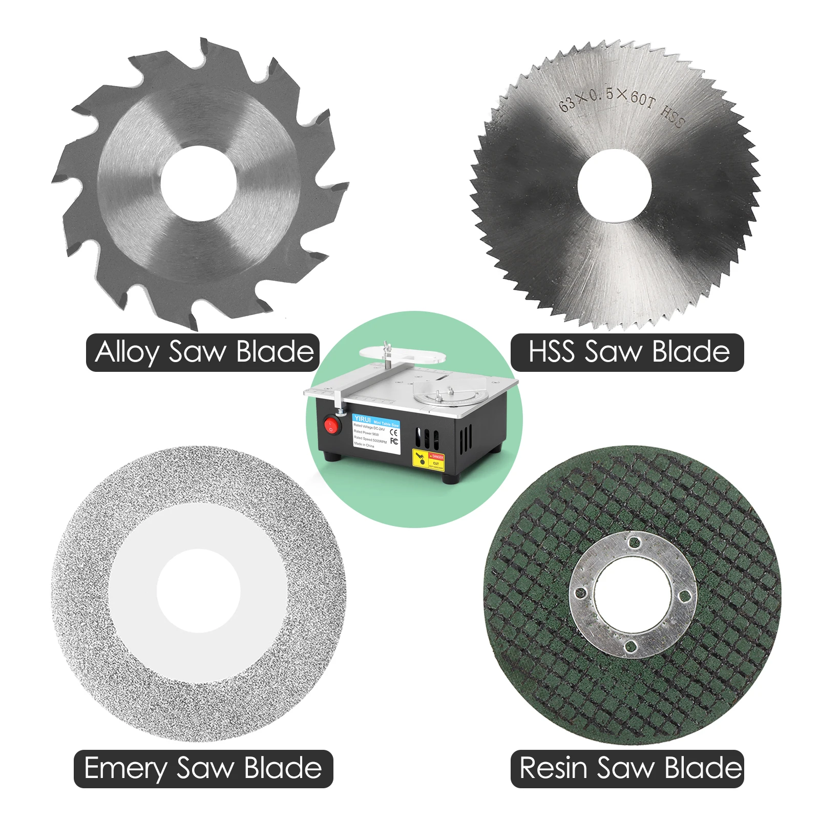 미니 다기능 테이블 톱날, 2.5 인치 직경 63mm, HSS 합금 에머리 수지 톱날, 전기 톱날, DIY 전동 공구