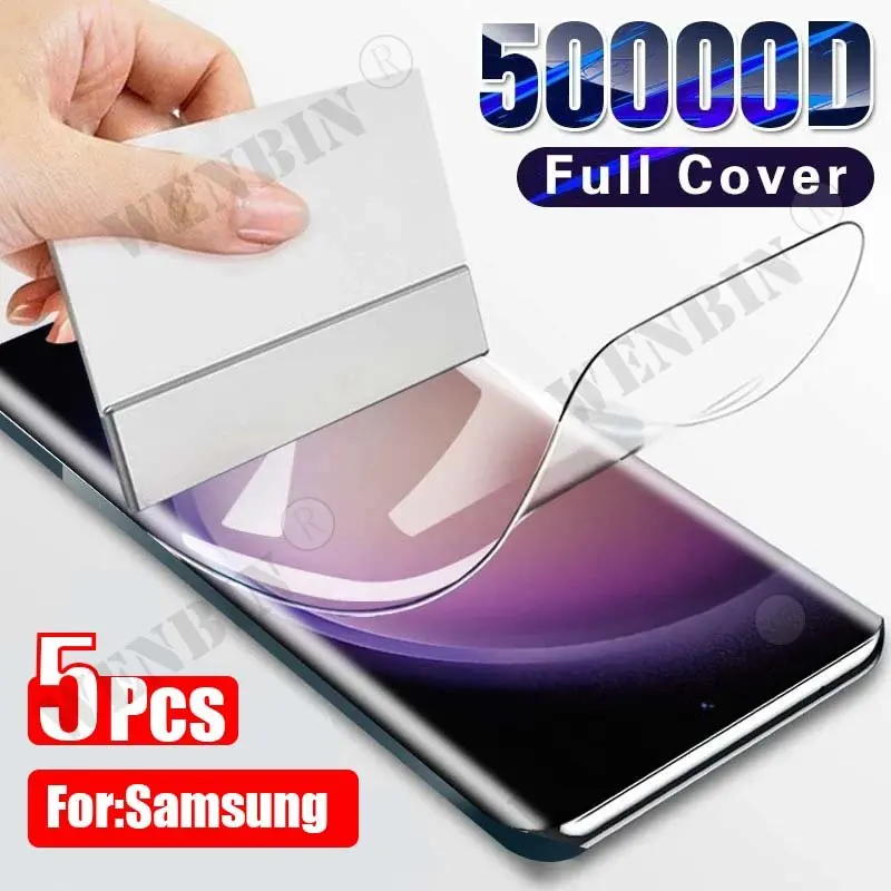 5Pcs Hydrogel Film For Samsung S23 S22 Ultra Plus Full Cover Screen Protector For Samsung A54 ...