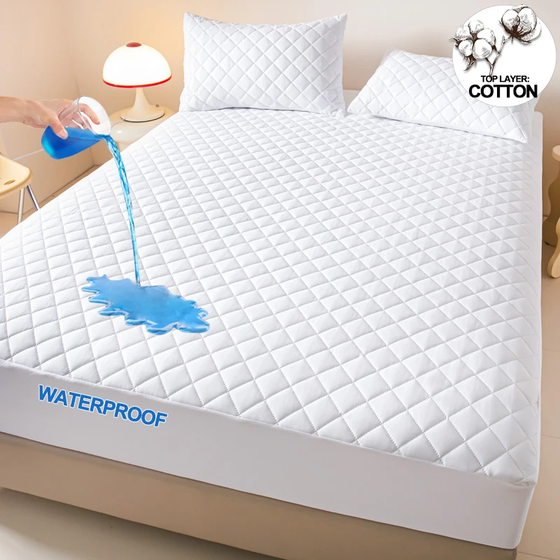 Home Mattress Cover Waterproof Mattress Protector Thickened Quilted Bed Cover Breathable Fitted ...