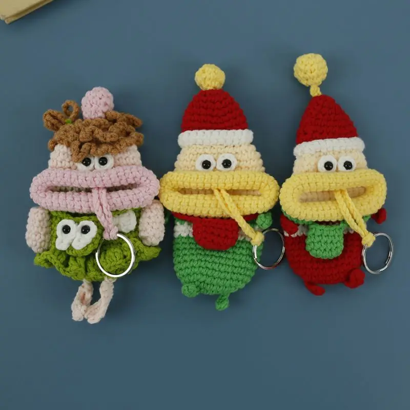 Creative-Crochet-Doll-Keychains-Knitting-Funny-Sausage-Mouth-Design ...