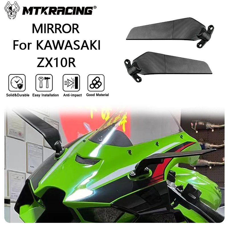 MTKRACING-MIRROR-For-KAWASAKI-ZX10R-2016-2024-Rearview-Mirrors-Wind ...