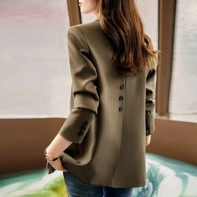 2023-New-Spring-Korean-Women-Blazers-Jacket-Slim-Retro-Solid-Color-Chic ...