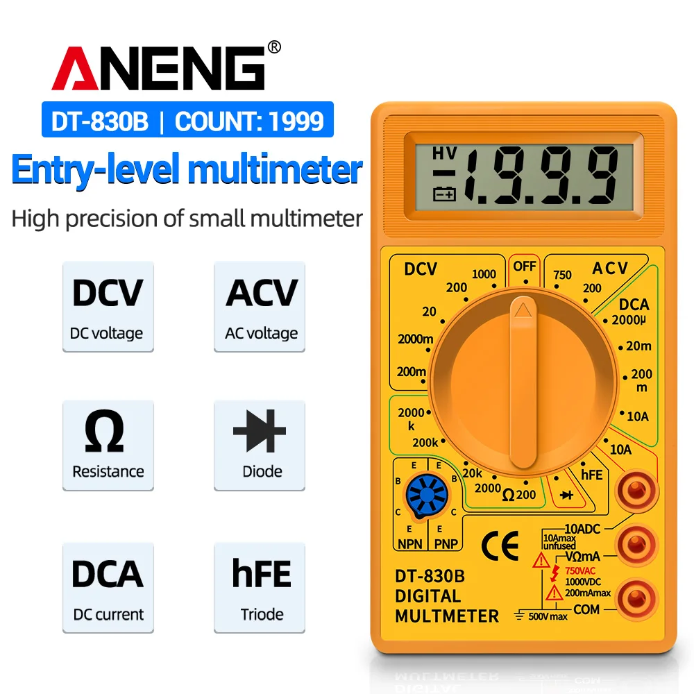 Aneng Automatic Range Dt830b Multimeter Mini Household Meter Handheld ...
