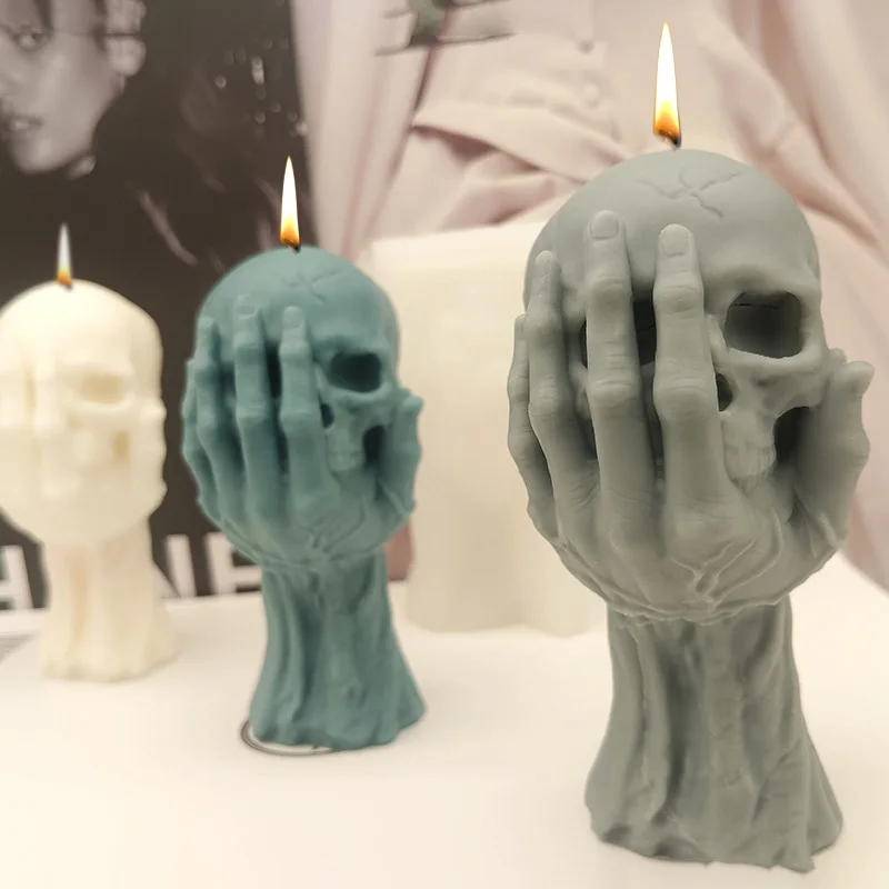 New-Handheld-Skull-Silicone-Candle-Mold-for-Halloween-Decorative-Crafts ...