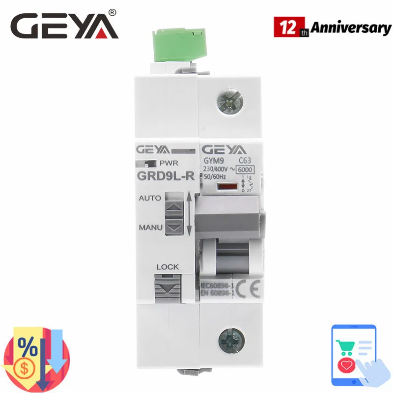 Geya Din Rail Automatic Recloser Circuit Breaker Grd9l-r Gym9 1p 6ka ...
