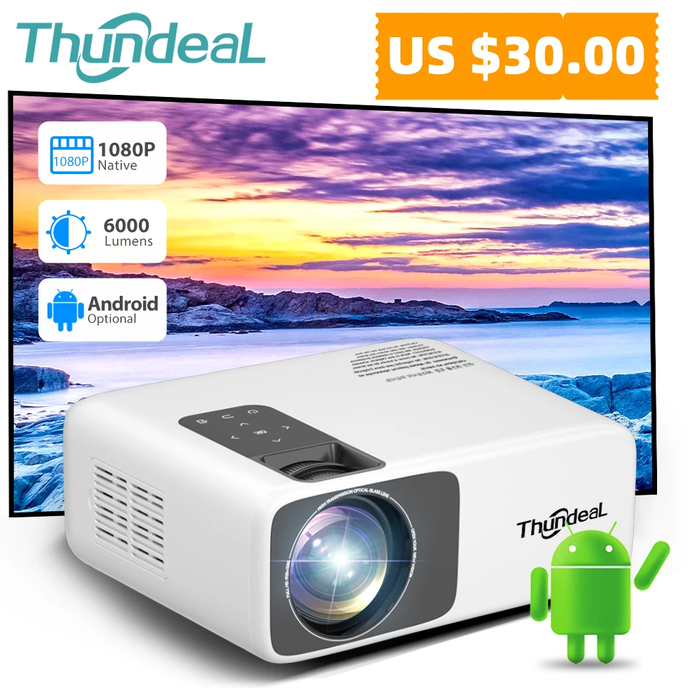 Thundeal completo projetor full hd 1080p 2k 4k vídeo led 3d projetor ...