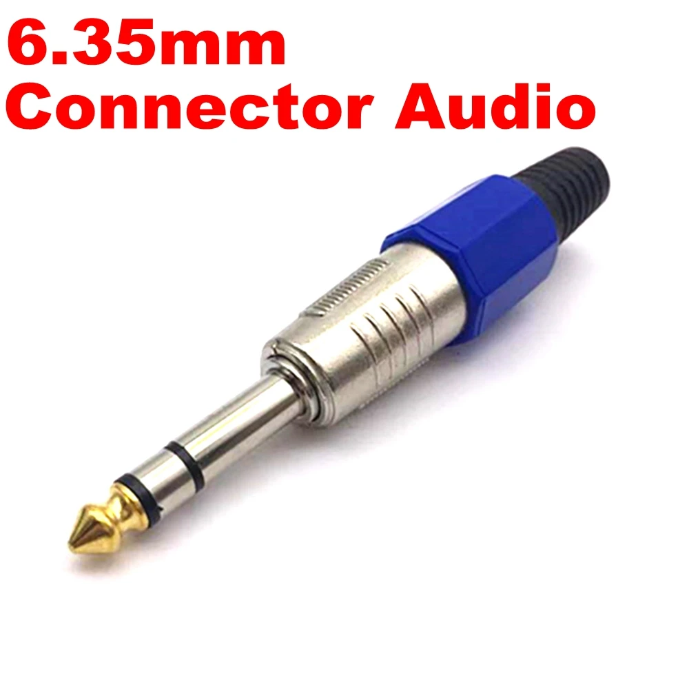 1pc Nickel Plated Stereo Mono Jack 6 35 Wire connector Audio Speaker 6