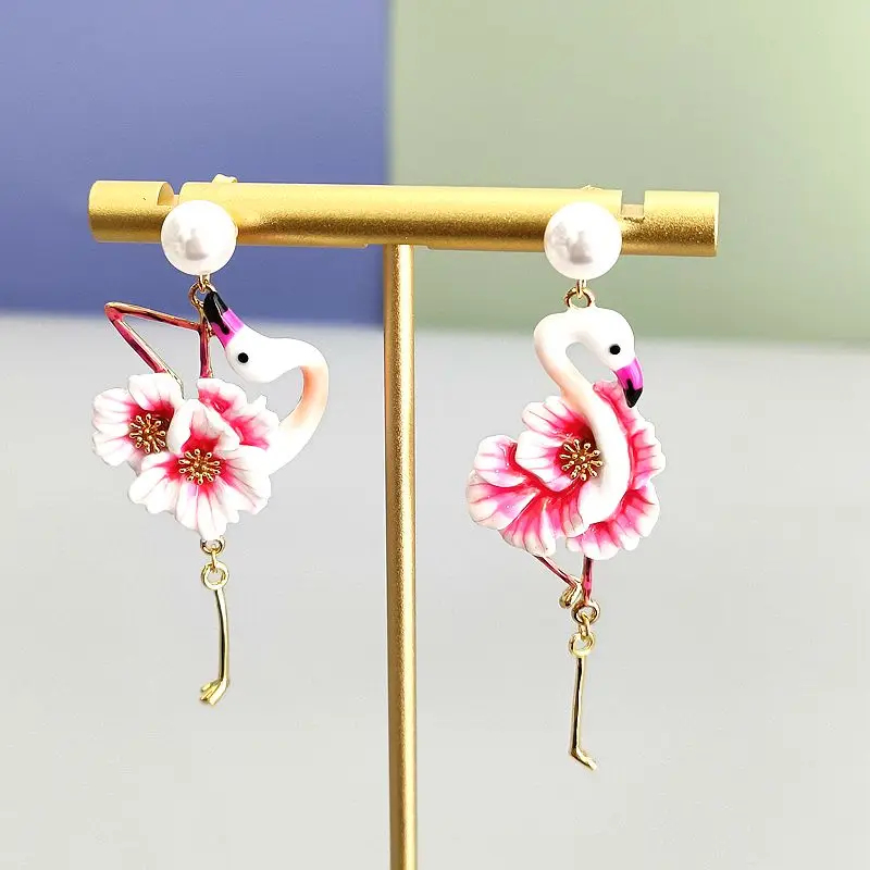 Cute-3D-Swan-on-Flower-Earrings-with-Enamel-Goose-Ear-Stud.jpg