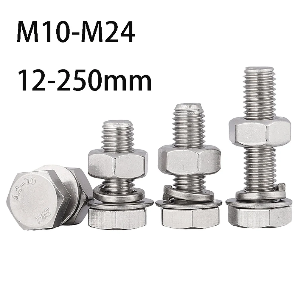 304-Stainless-Steel-External-Hexagon-Bolt-Screw-And-Washer-Nut-Set-M10 ...