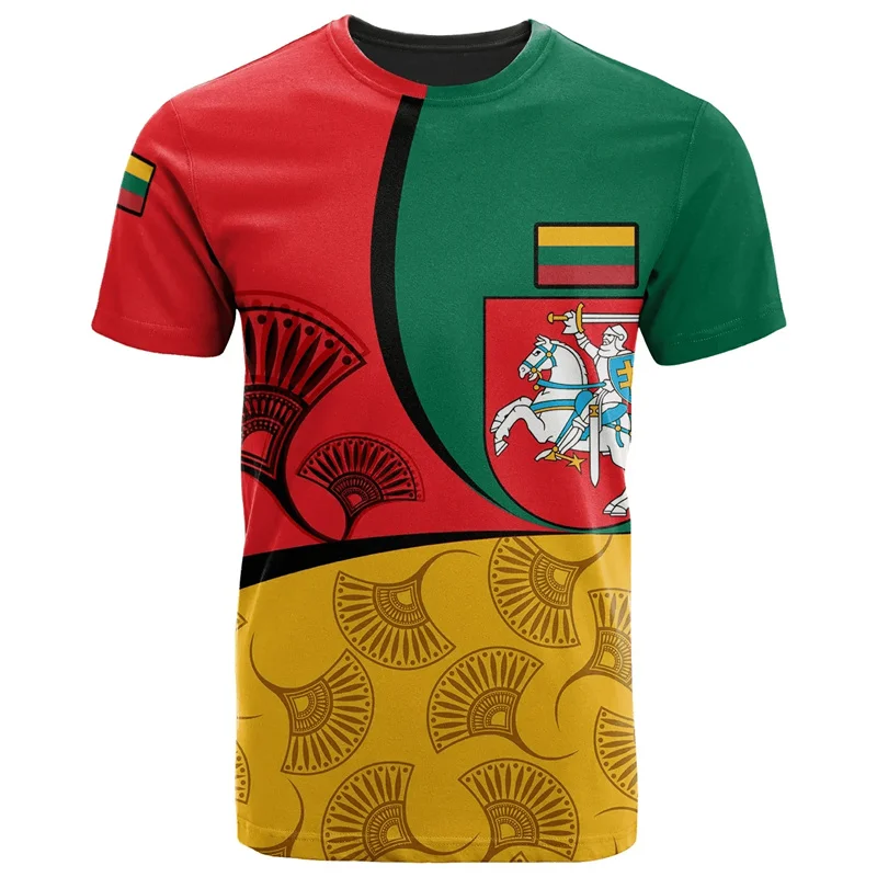 Lithuania-Flag-3D-Print-T-Shirt-Men-Lithuanian-National-Emblem-Pattern ...