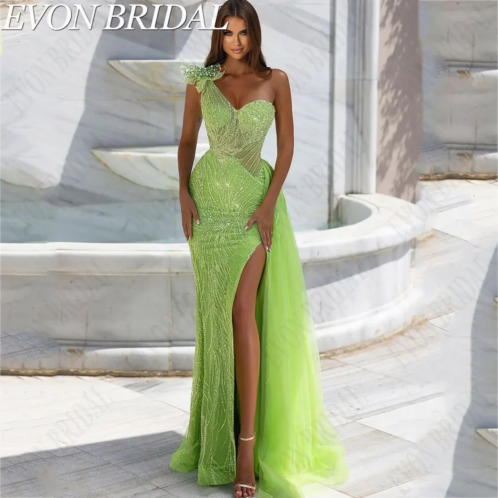 EVON-BRIDAL-Charming-Cyan-Tulle-Prom-Party-Dress-Modern-One-Shoulder ...