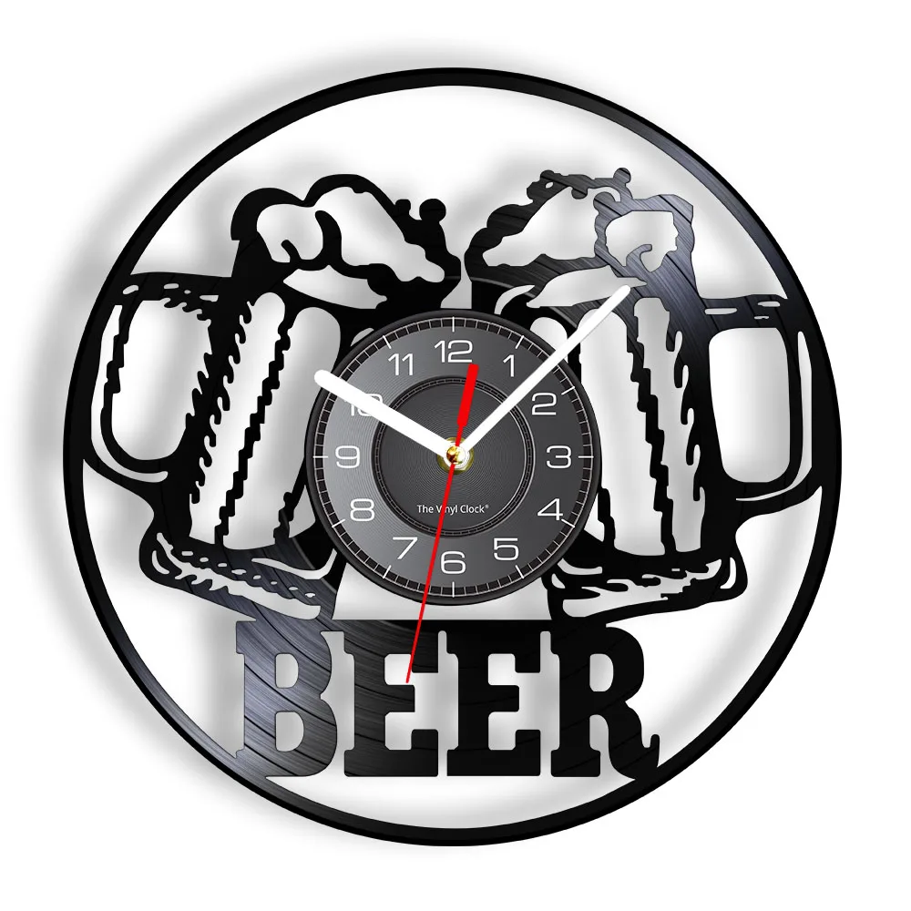 Beer Bar Wall Decor Modern Clock Drinking Hour Pub Vinyl Record Wall ...