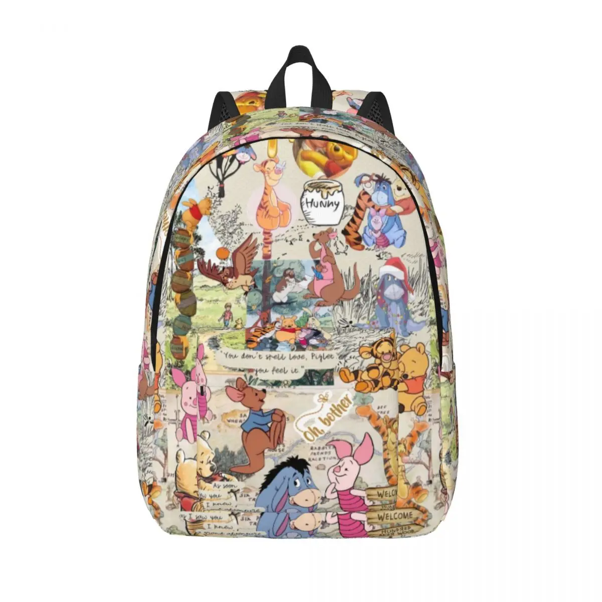Custom Winnie Pooh Bear Manga Canvas Backpacks for Men Women Water ...