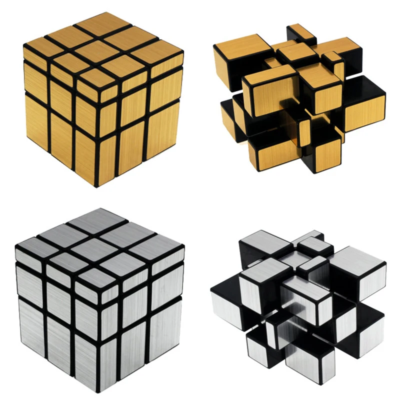 Magic-Cube-Mirror-Brushed-Gold-and-Silver-Cube-Second-order-Fidget-Toys ...