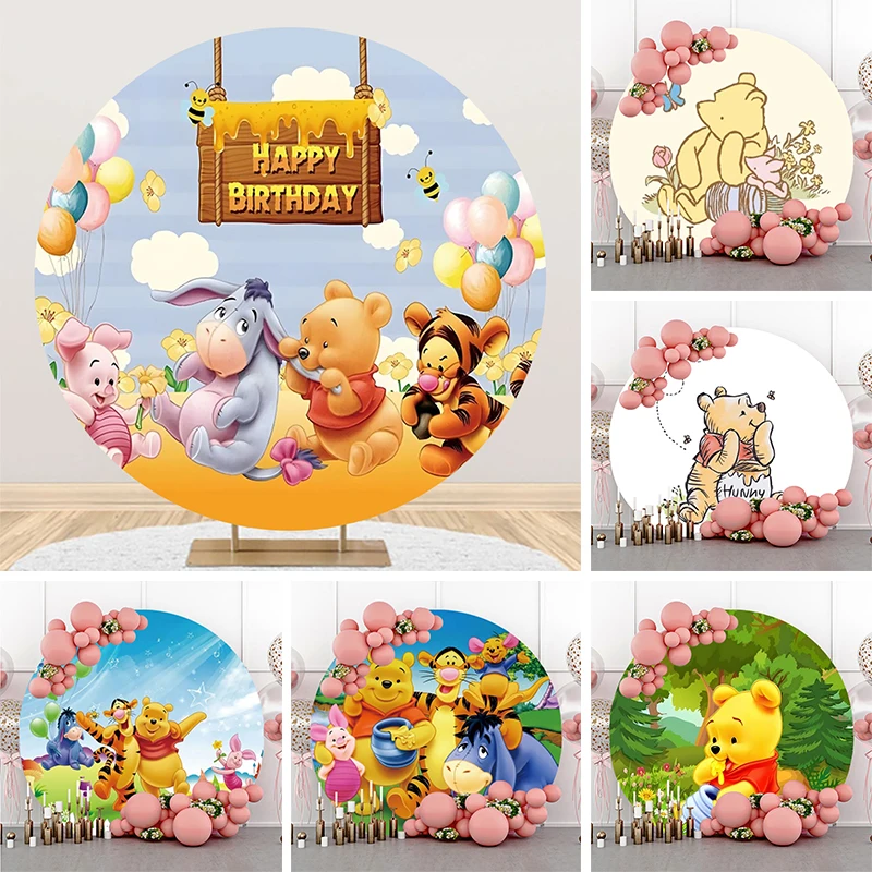 Disney Winnie The Pooh Round Backdrop Cover Baby Shower Party ...
