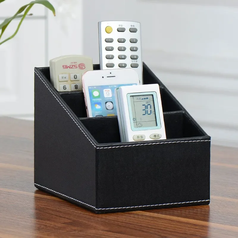 PU-Leather-Remote-Control-Holder-Desktop-Organizer-Storage-Box-for-TV ...