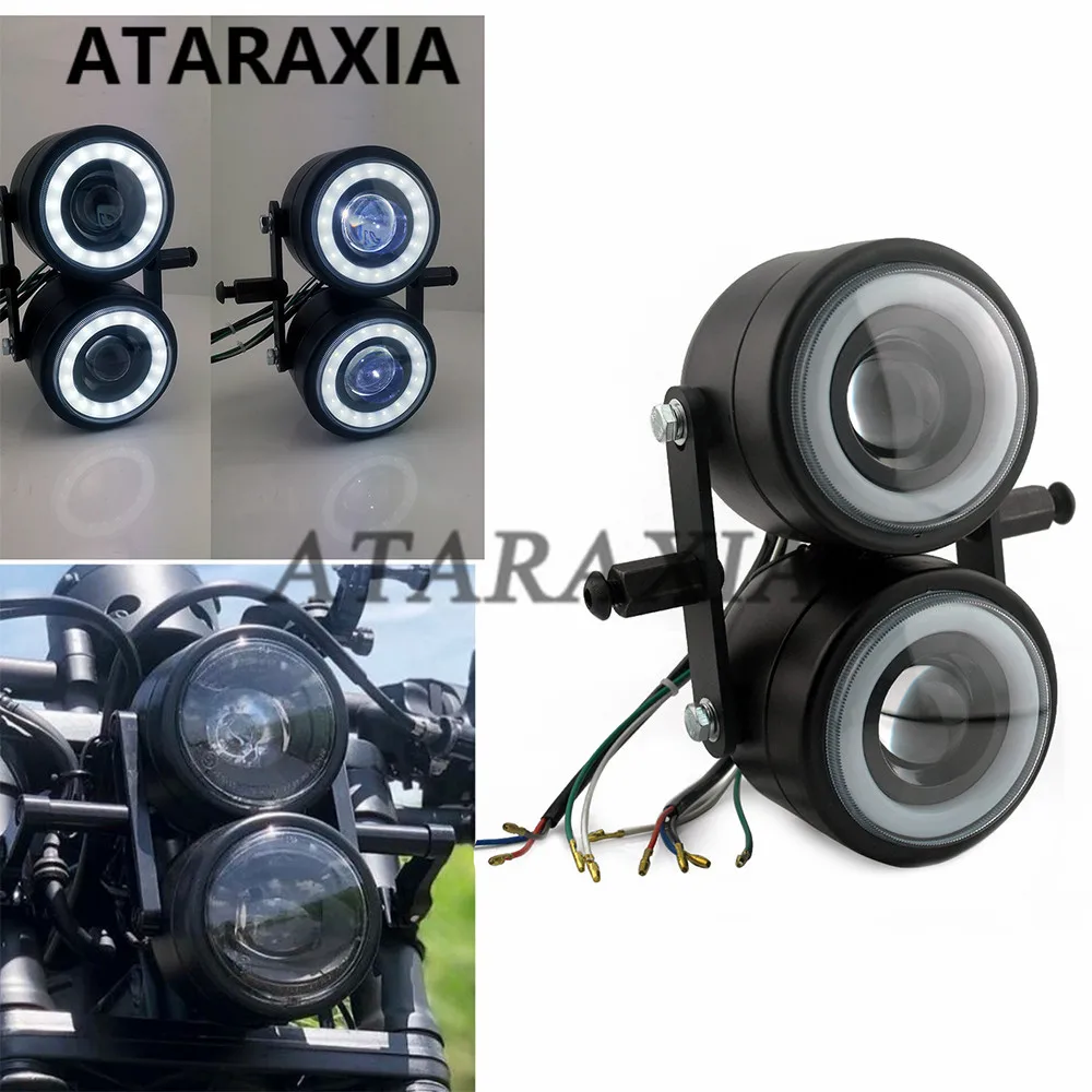 Motorcycle-Angle-Eye-Single-Twins-Dual-Headlight-Double-Headlamp-Mount ...