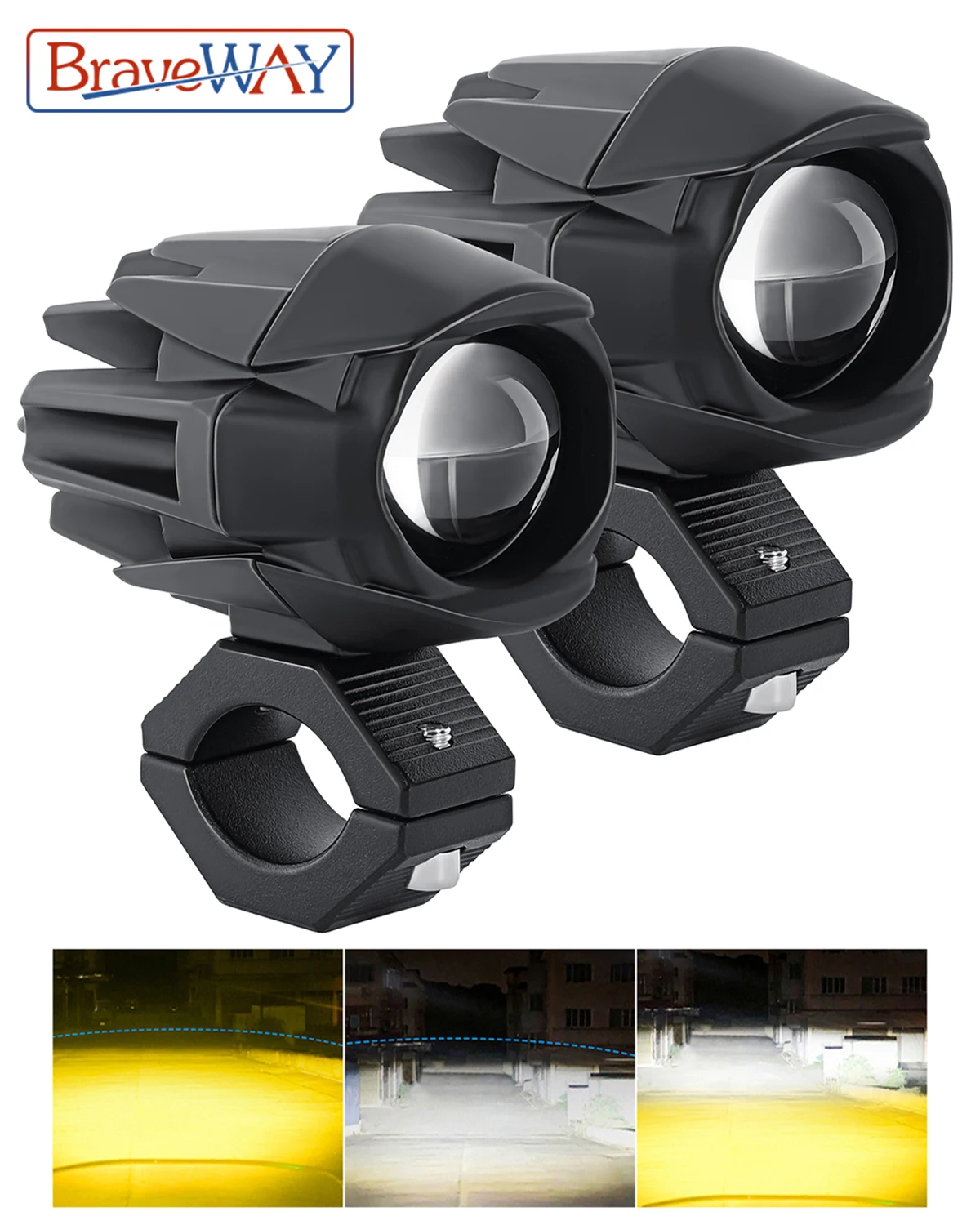 BraveWay-LED-Motorcycle-Headlight-Fog-Lights-Off-Road-ATV-UTV-Assisted ...