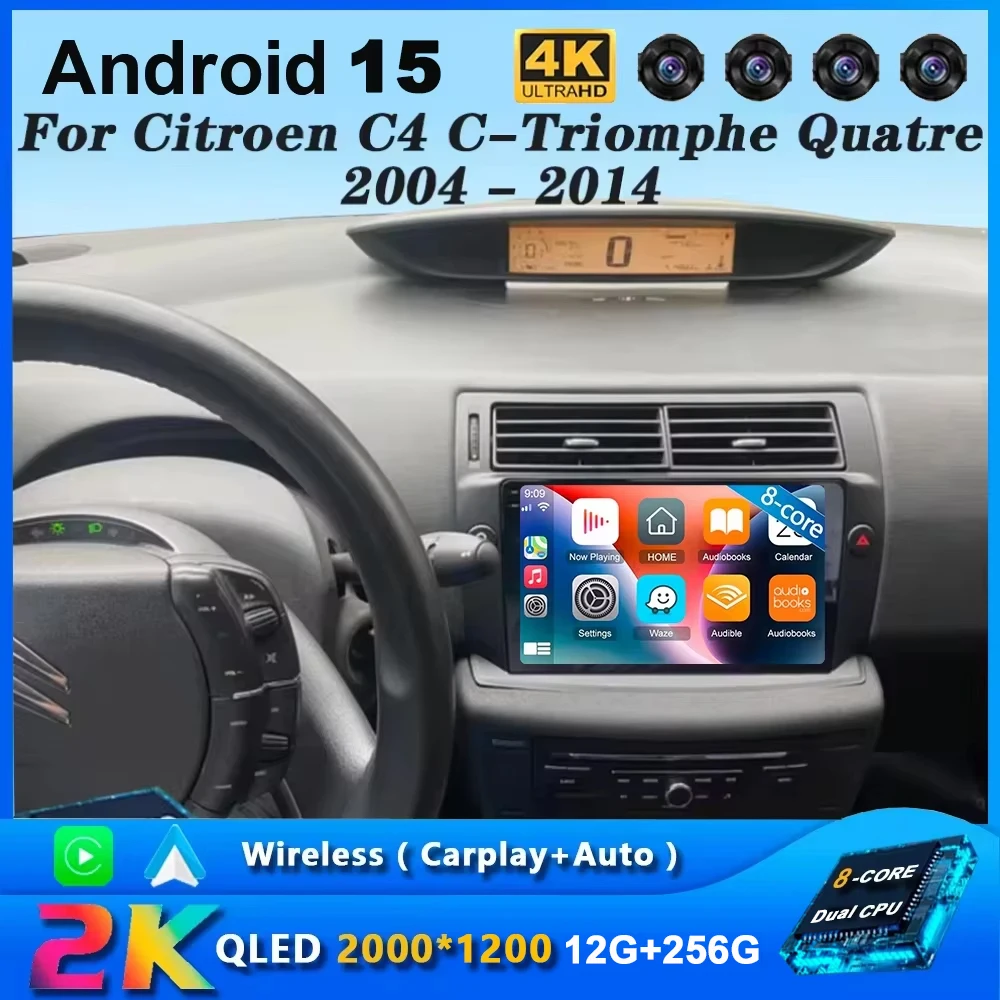 Android 15 Carplay Car Radio For Citroen C4 C-Triomphe Quatre 2004-2014 ...