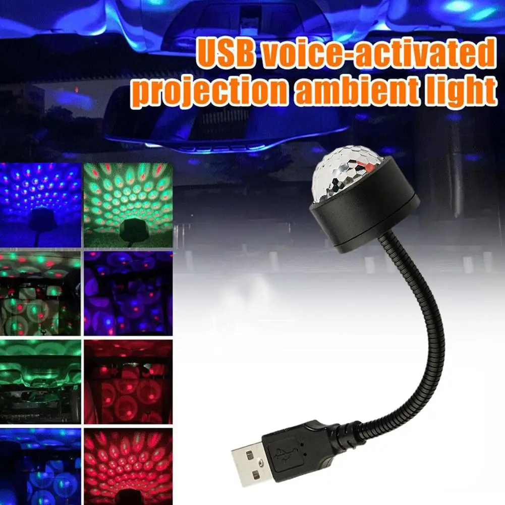 Universal Multi-color Car LED Starry Sky Projection Lamp USB Star Music ...