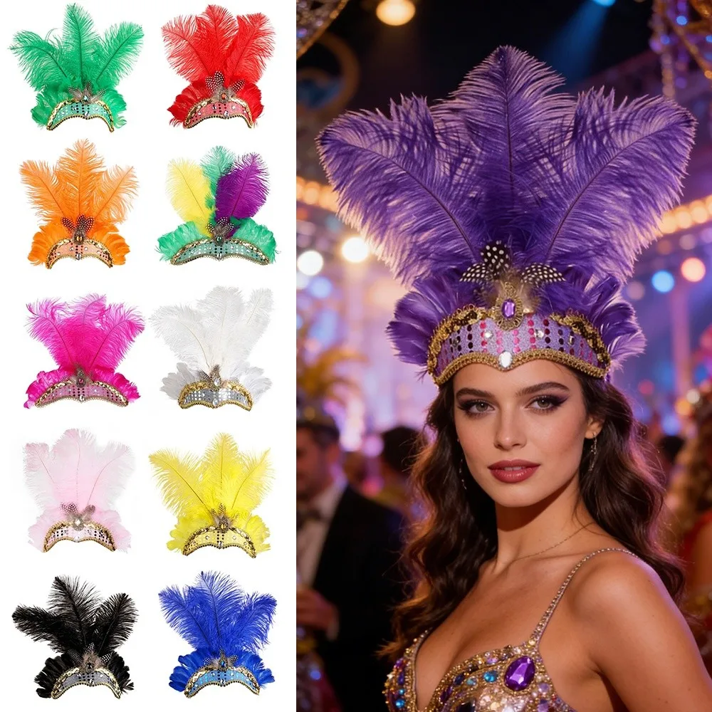 Colorful Feather Headpiece Brazilian Carnival Decorative Showgirl ...