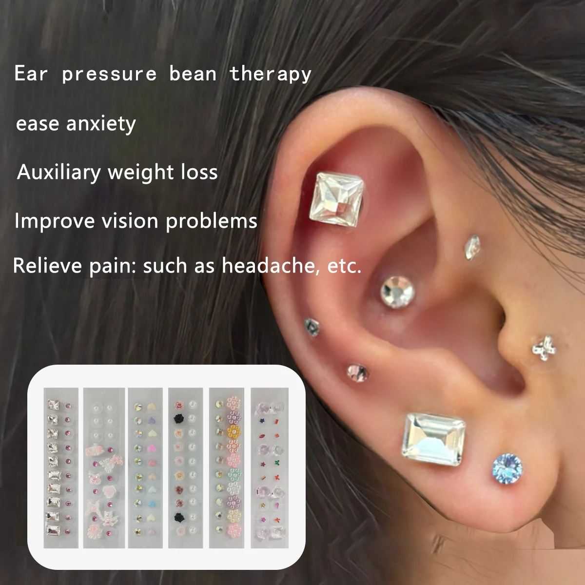 Fashion Colorful Flower Ear Point Stickers Ear Pressure Stick ...