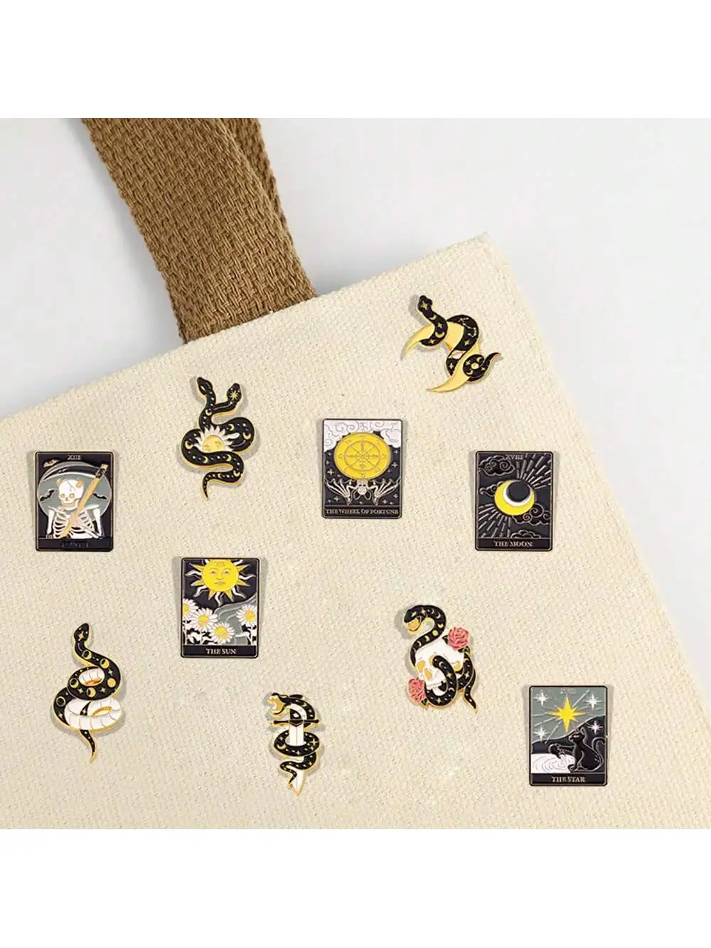 10-pieces-of-children-s-creative-Dark-Snake-Tarot-series-design-badges ...