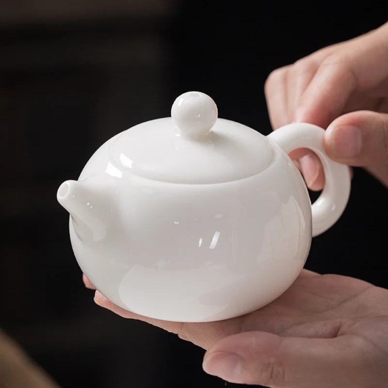 Chinese-Handmade-white-porcelain-teapot-ivory-white-Tea-pot-ceramics ...