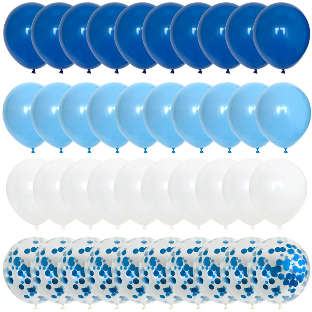 40Pcs Deep Blue White Balloons Set Metallic Confetti Balloon for Kids ...