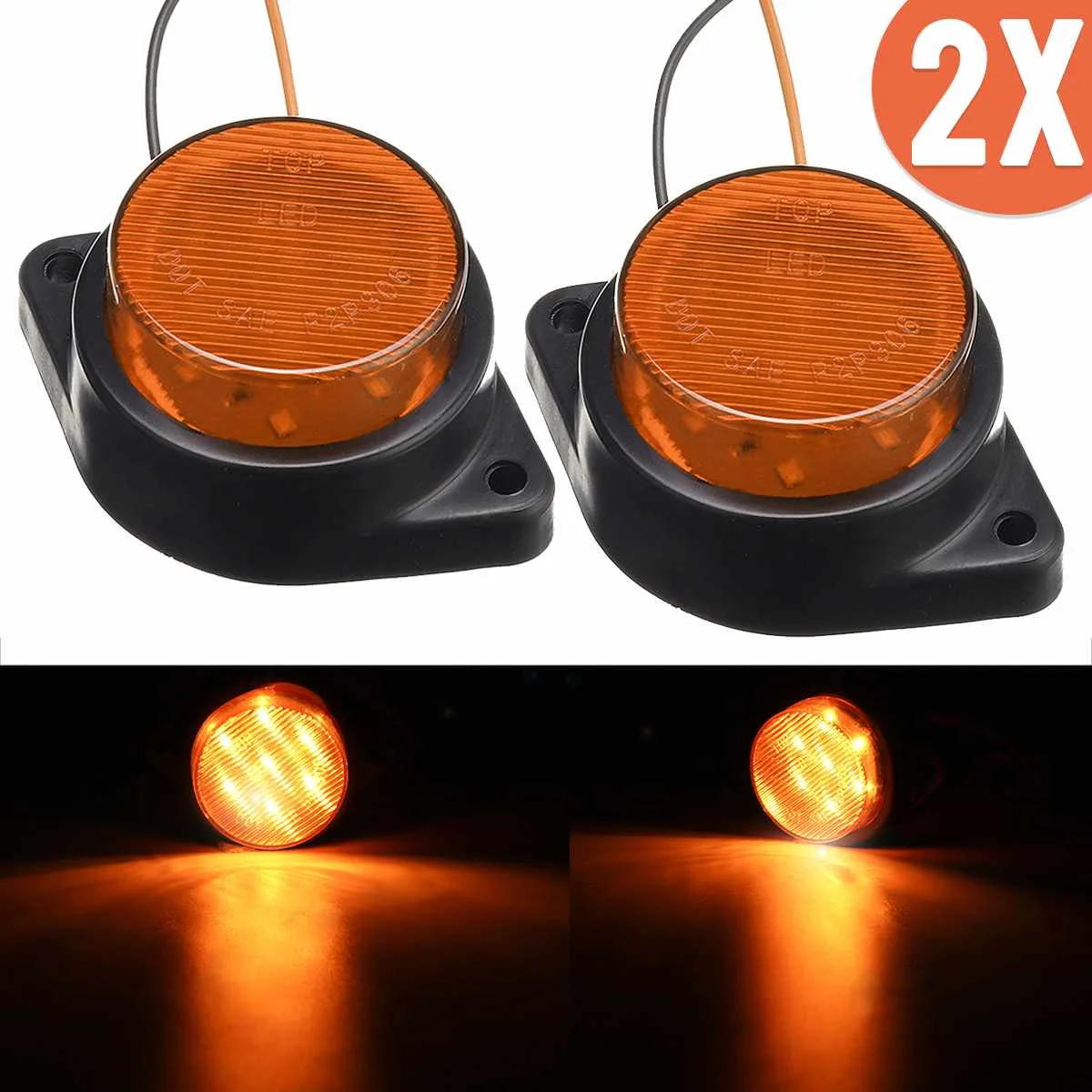 1/2pcs 12V 24V LED Car Truck Side Marker Lights Signal Lamp Side Light ...