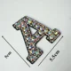 26 Letters Rhinestones Alphabet ABC Sew Iron On Patches Rainbow Shining ...