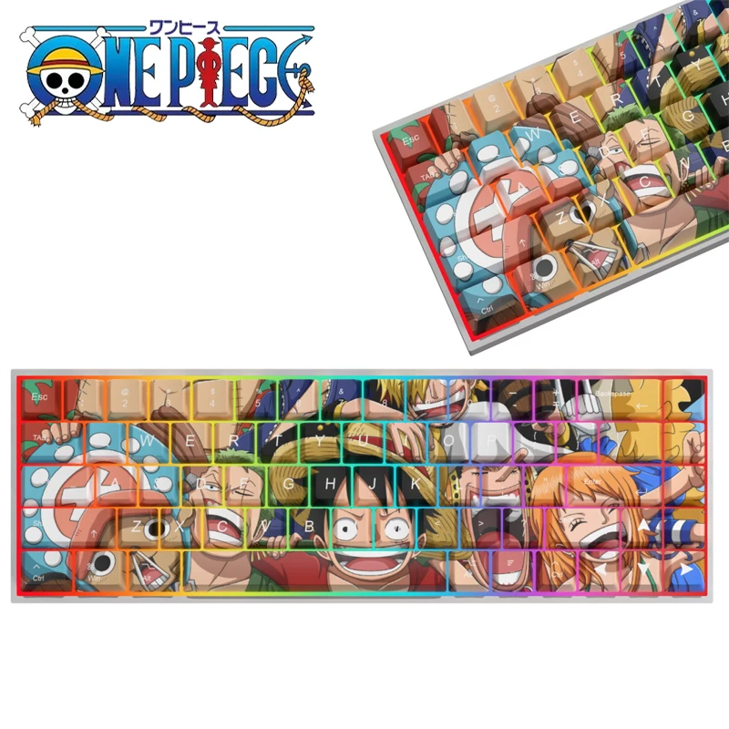 61-68keycaps-ONE-PIECE-Luffy-Anime-PBT-Prints-Keycaps-set-Cherry ...