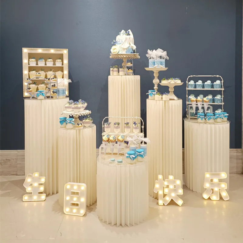 Folding-Cylindrical-Cake-Stand-Dessert-Table-Birthday-Party-Decoration ...
