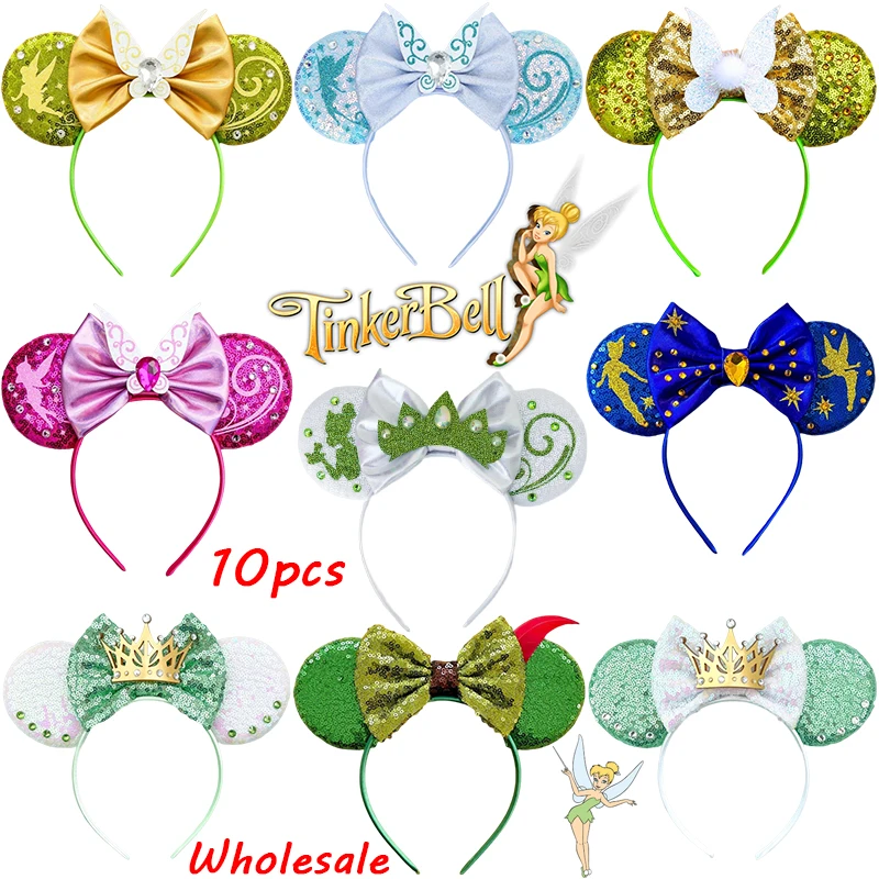 10pcs-Wholesale-Disney-Tinker-Bell-Headbands-For-Girls-Vine-Flower-Ears ...