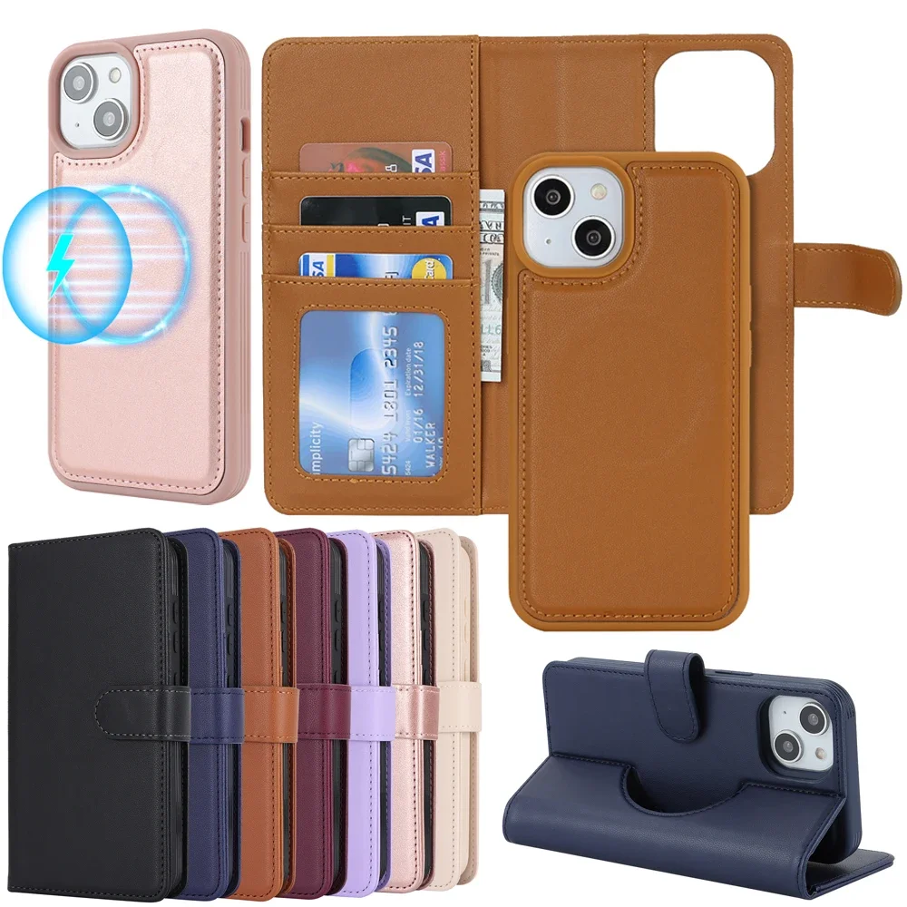 2-in-1 Detachable Magnetic Wallet Leather Case with Card Slot ...