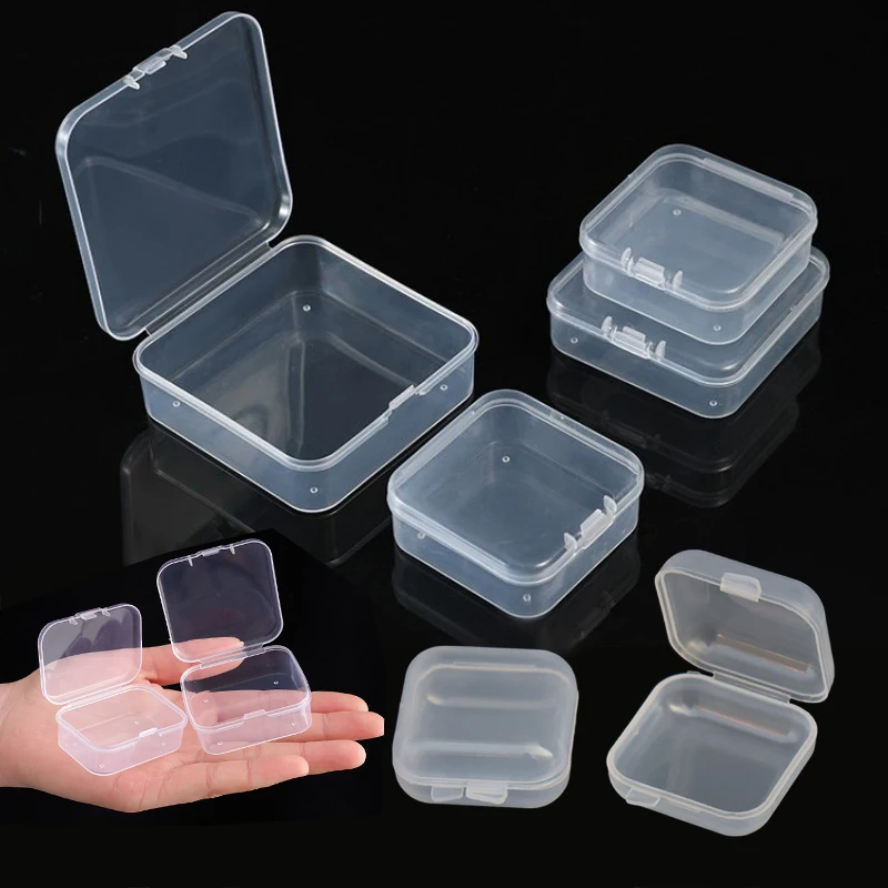 10pcs/set Storage Box Transparent Plastic Case Container Square ...