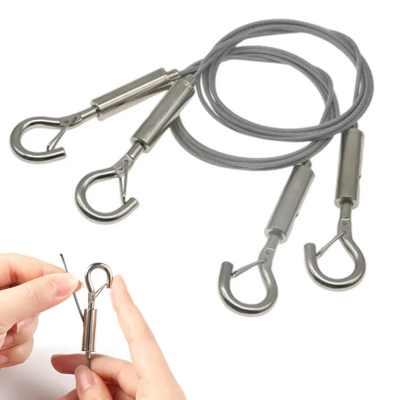 Adjustable-Automatic-Wire-Rope-Spring-Hook-Clothesline-Picture-Hanging ...