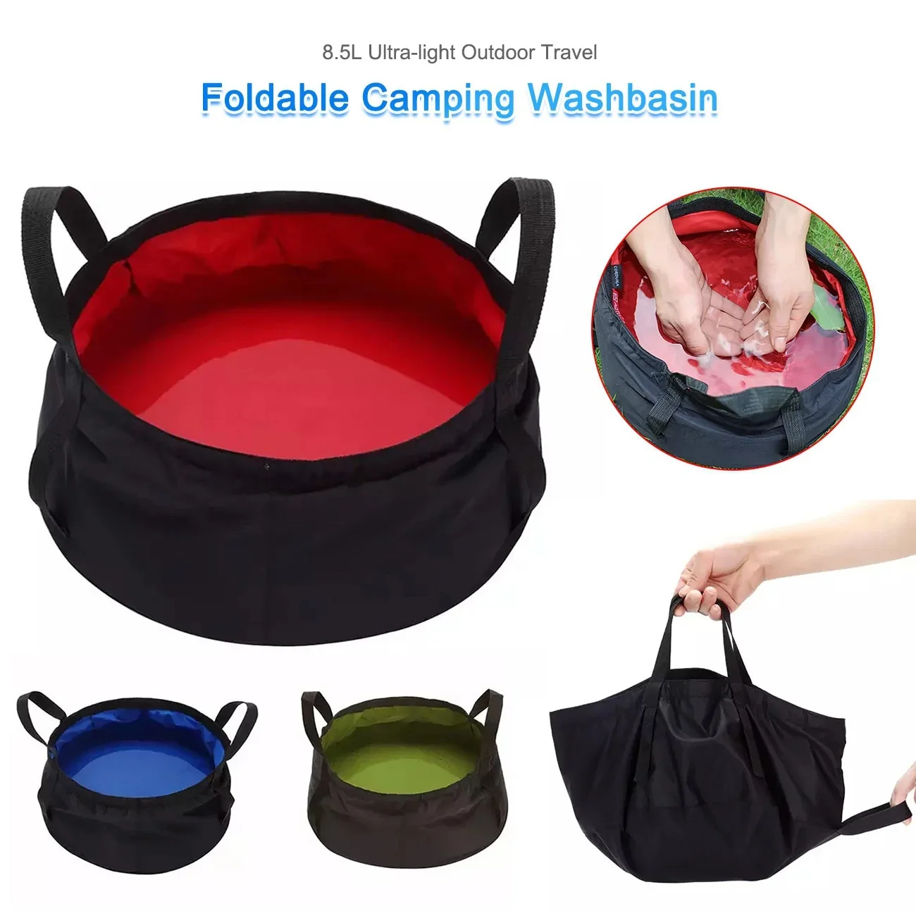 8.5L Portable Outdoor Travel Foldable Folding Camping Washbasin Basin ...