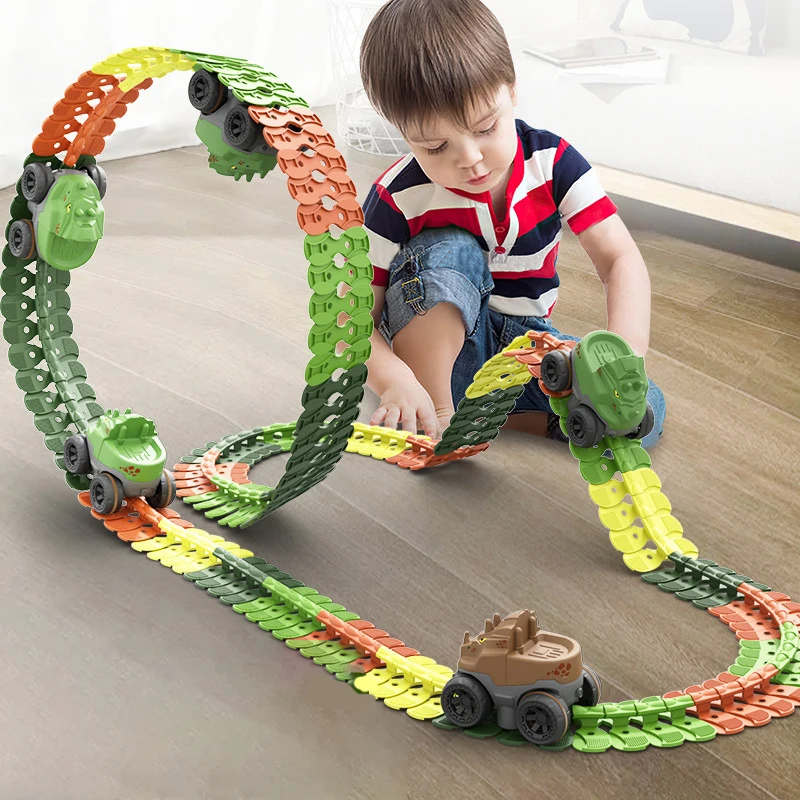 Electric-Race-Car-Toys-For-Boys-Dinosaur-Antigravity-Flexible-Train ...