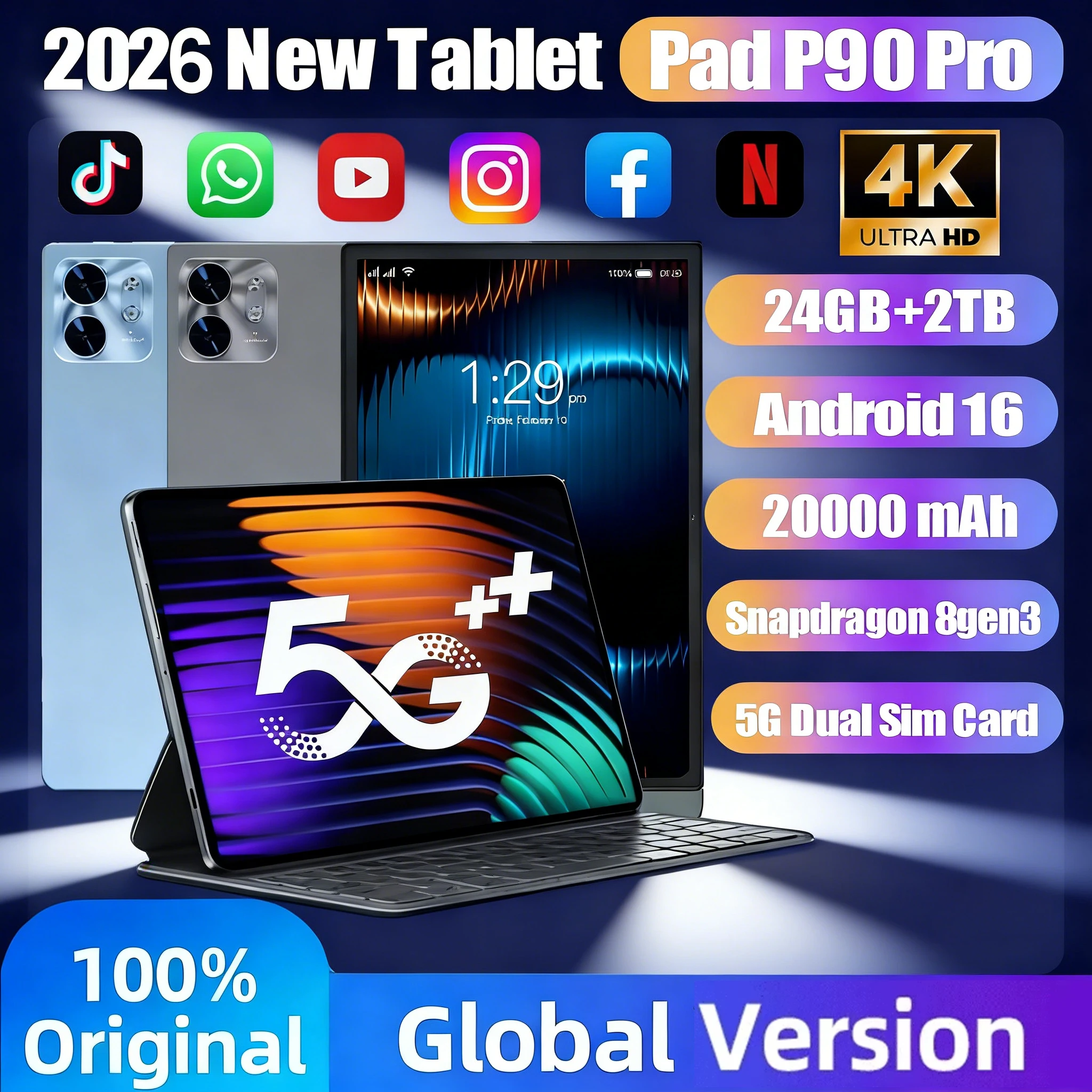 2026 New Launch Pad P90 Pro 11-inch Tablet Snapdragon 8 Gen3 Tablets ...