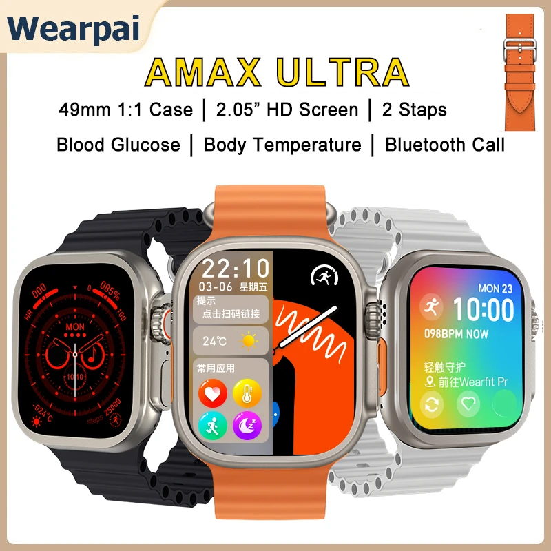 Mais novo 2023 amax ultra series 8 nfc smartwatch masculino feminino bt chamadas de carregamento ...