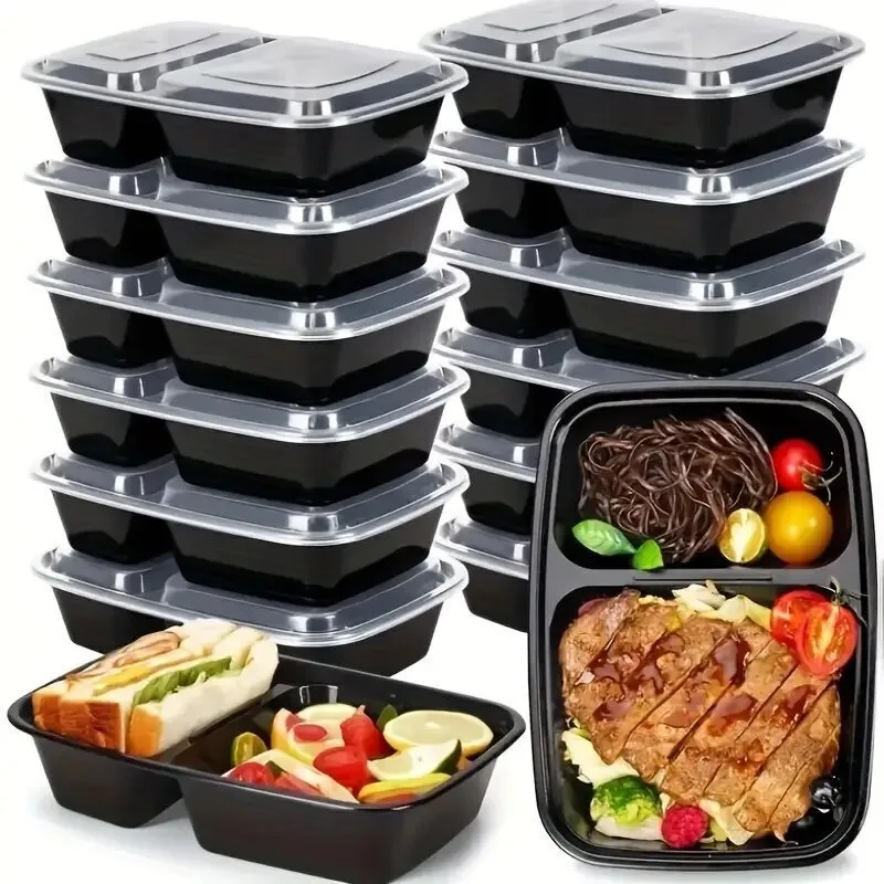 Cajas de almuerzo con tapas, cajas Bento desechables, almacenamiento de ...