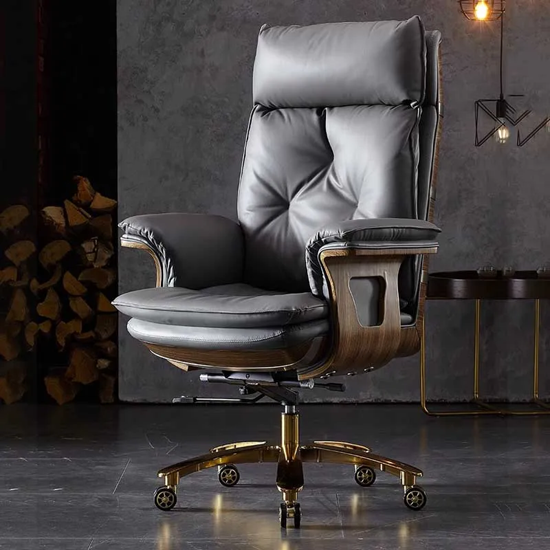 Boss-Gamer-Genuine-Leather-Office-Chairs-Solid-Wood-Office-Chair-Swivel ...