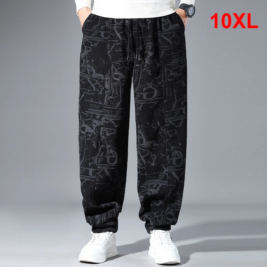 Graffiti Pants Men 10XL Plus Size Sweatpants Autumn Winter Fleece ...