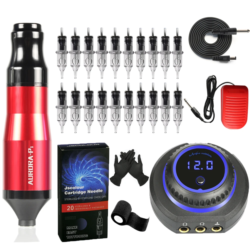 Complete-Tattoo-Machine-Kit-LED-Digital-Tattoo-Power-Supply-With-Pedal ...