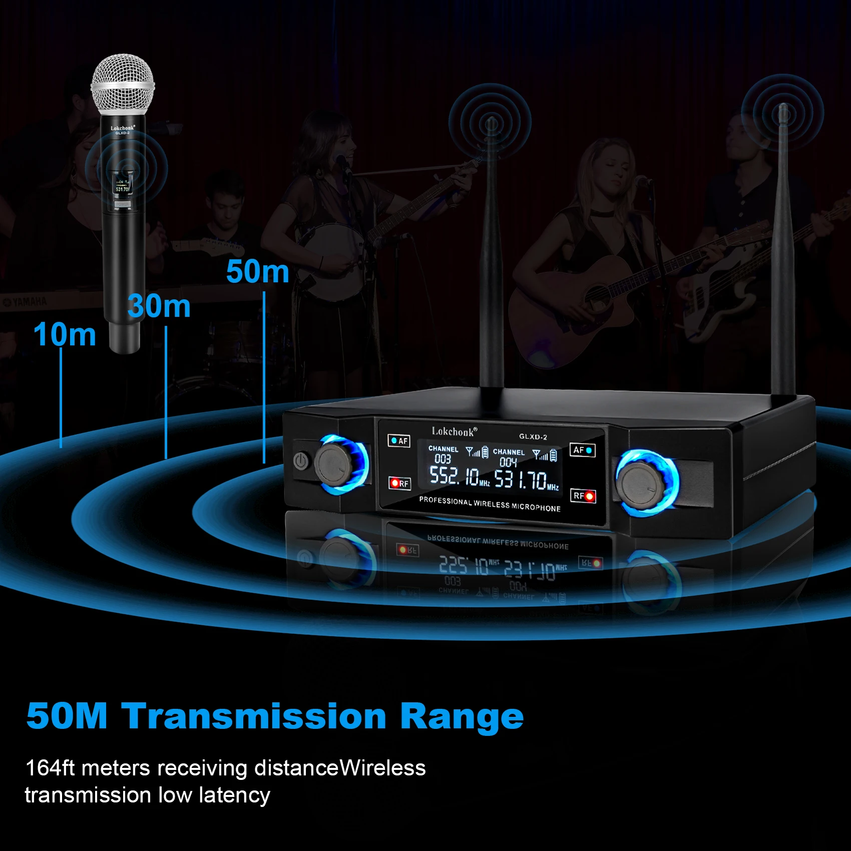 GLXD2 Professional Wireless Microphone Karaoke system Dual Ch Cordless ...
